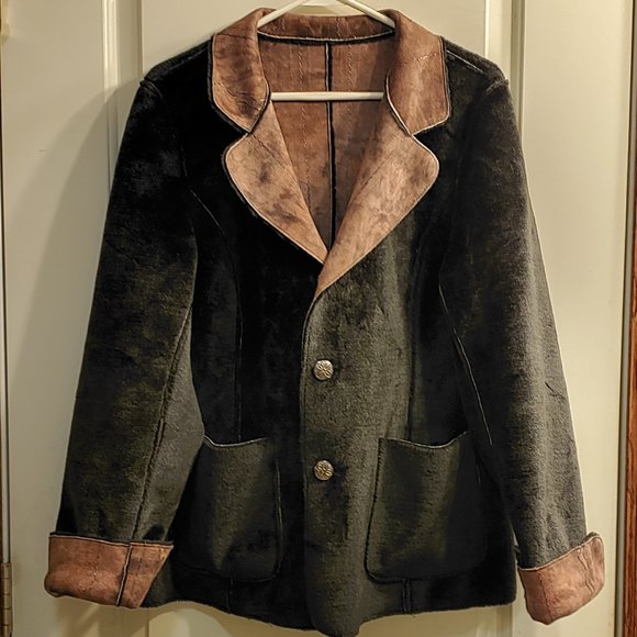 Montanaco | Jackets & Coats | Womens Suede Faux Fur Button Up Coat ...